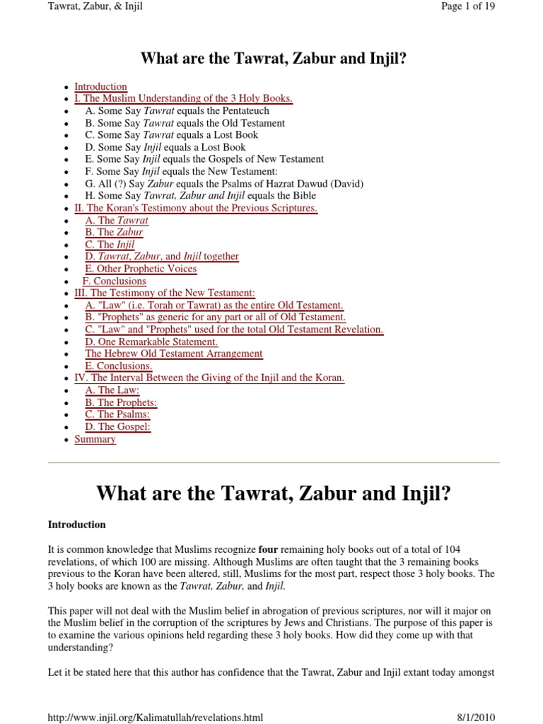 What Are The Tawrat, Zabur and Injil? | PDF | Quran | Islam