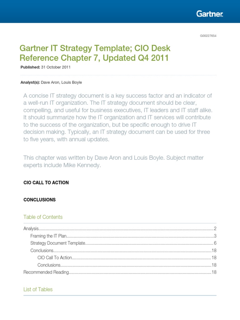Gartner IT Strategy Template CIO Desk Reference Chapter 7, Updated Q4 ...