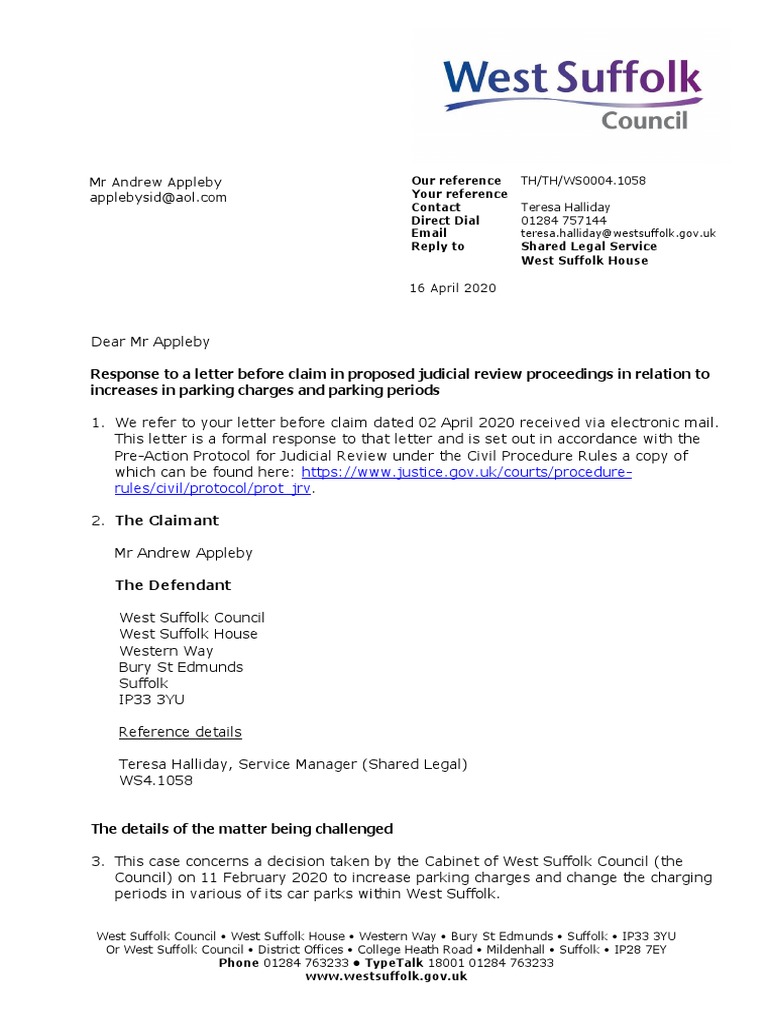 16.04.20 Response To Letter Before Claim | PDF | Cabinet (Government ...