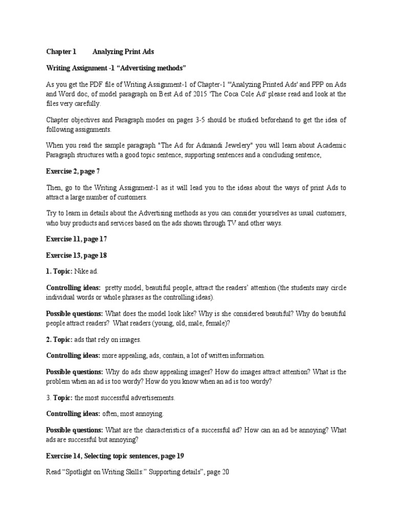 Print Ad Analysis & Writing Guide | PDF | Paragraph | Advertising