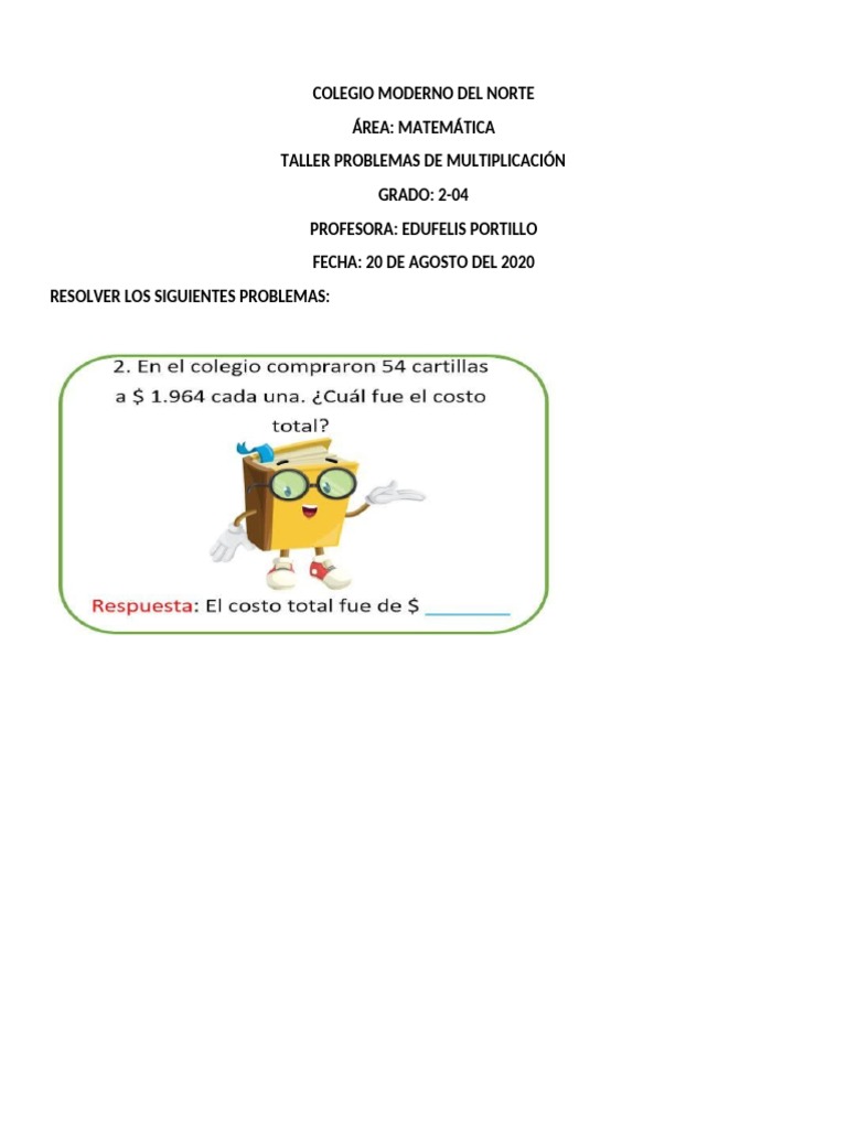 Problemas de Multiplicación Por Dos Cifras | PDF
