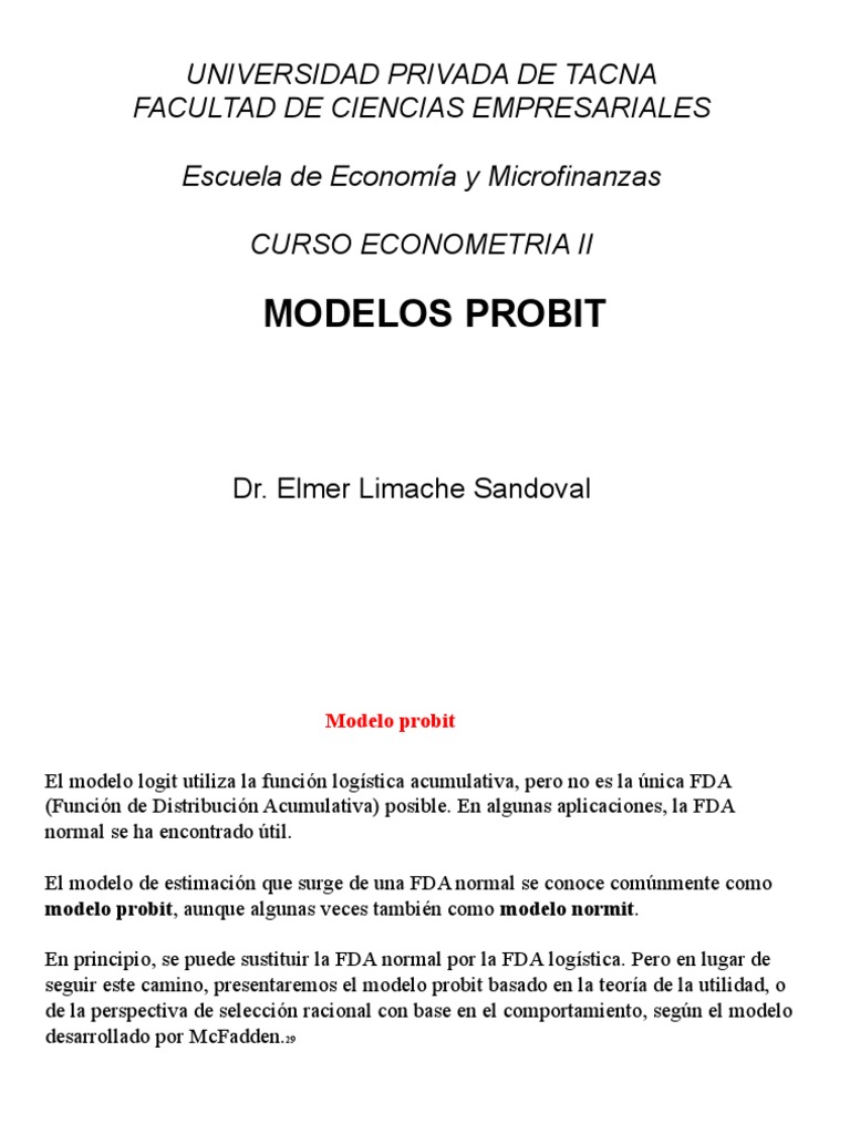 5 Modelos Probit | PDF | Regresión logística | Análisis de regresión