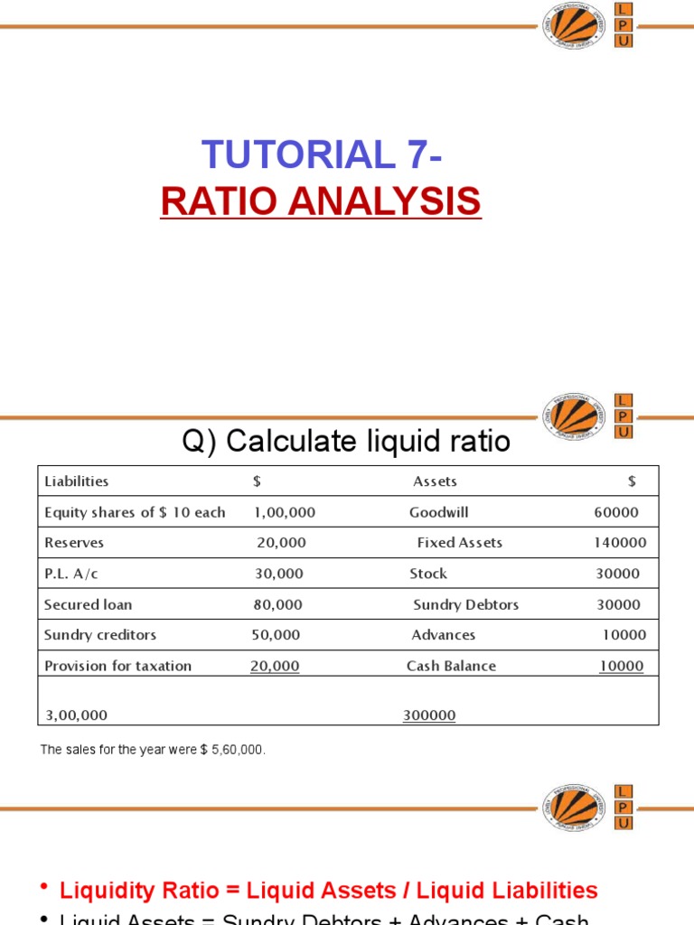 Ratio Analysis Tutorial | PDF | Market Liquidity | Inventory