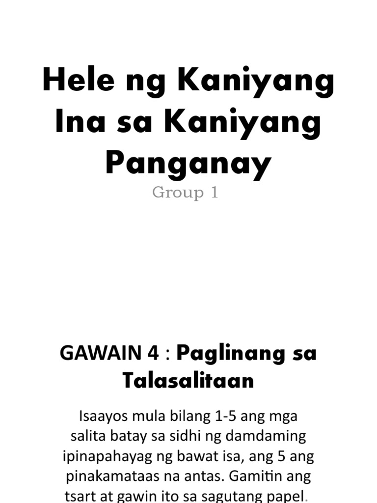 Hele NG Kaniyang Ina Sa Kaniyang Panganay | PDF