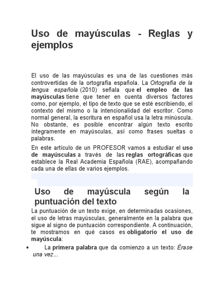 Uso de Mayuscula | PDF | Puntuación | Lingüística