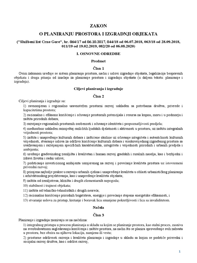 Zakon o Planiranju Prostora I Izgradnji Objekata PDF | PDF