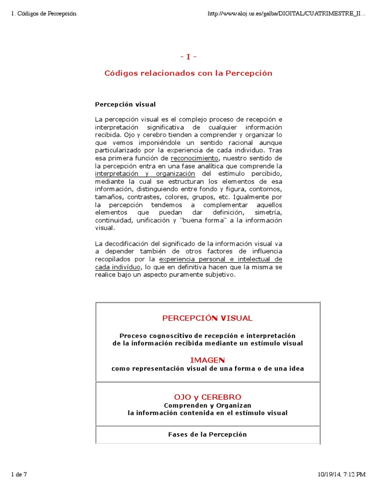 1 Clase Códigos de Percepción | PDF | Percepción | Percepción visual