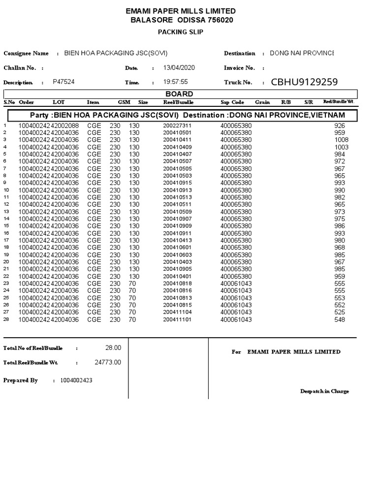 Stuffing List 007 PDF | PDF | Business Documents | Accounting