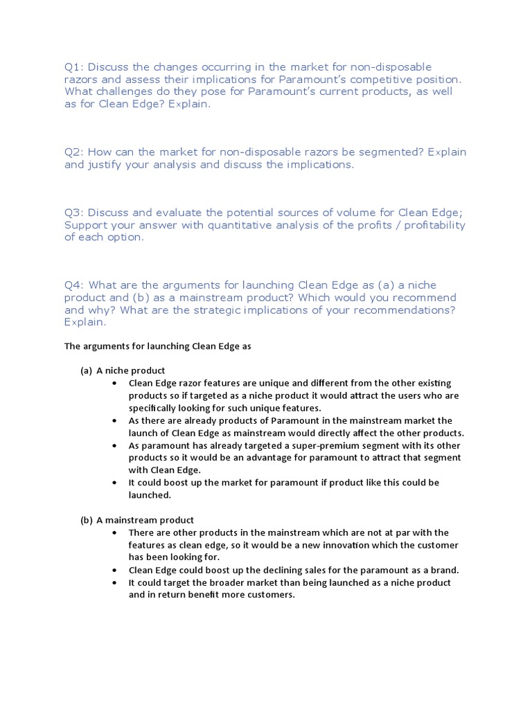 Clean Edge Questions | PDF | Influence (Social And Political) | Brand