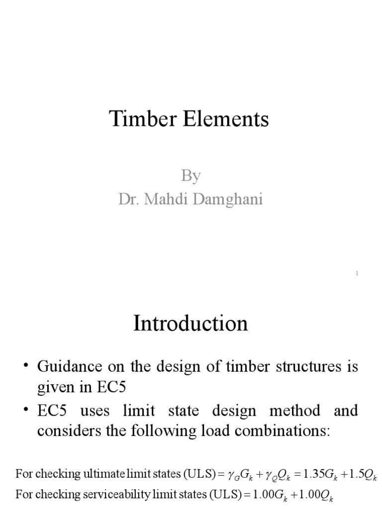 Timber Elements: by Dr. Mahdi Damghani | PDF | Bending | Lumber