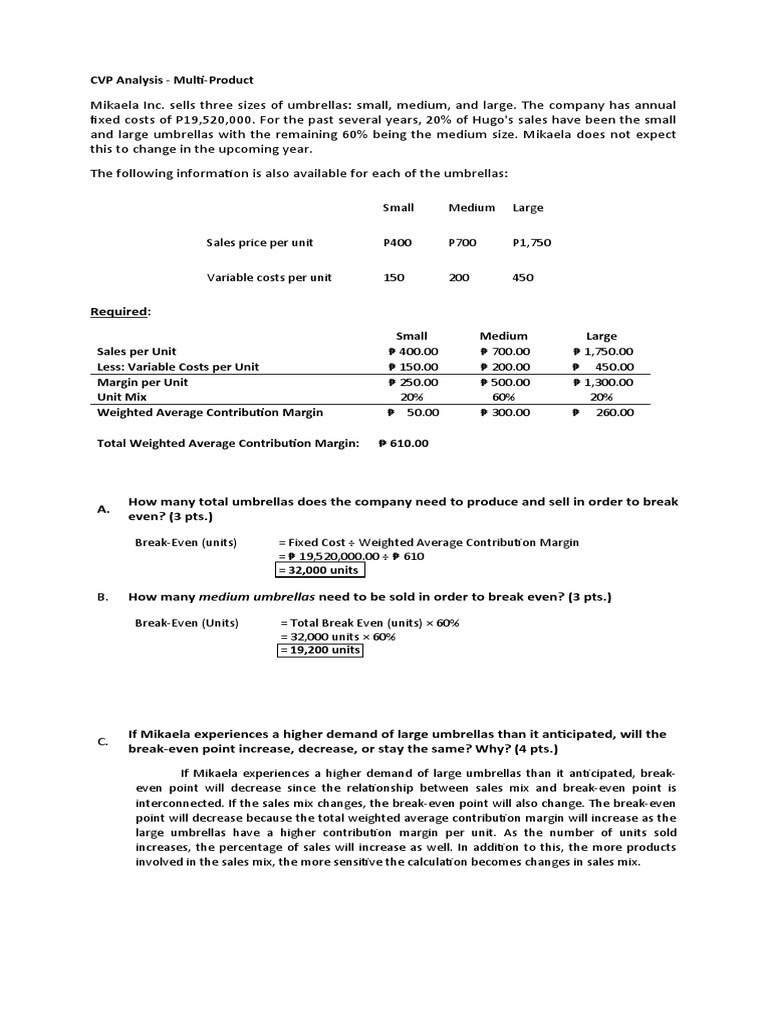 CVP Analysis - Multi-Product | PDF | Business Economics | Microeconomics
