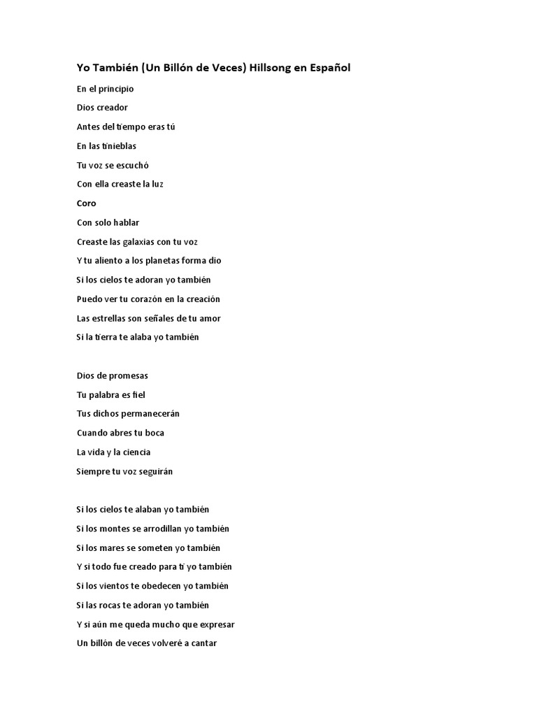 Yo También LETRA | PDF