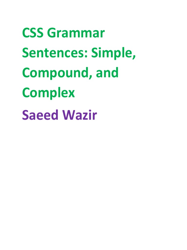 Simple, Compound, and Complex | PDF | Sentence (Linguistics) | Subject ...