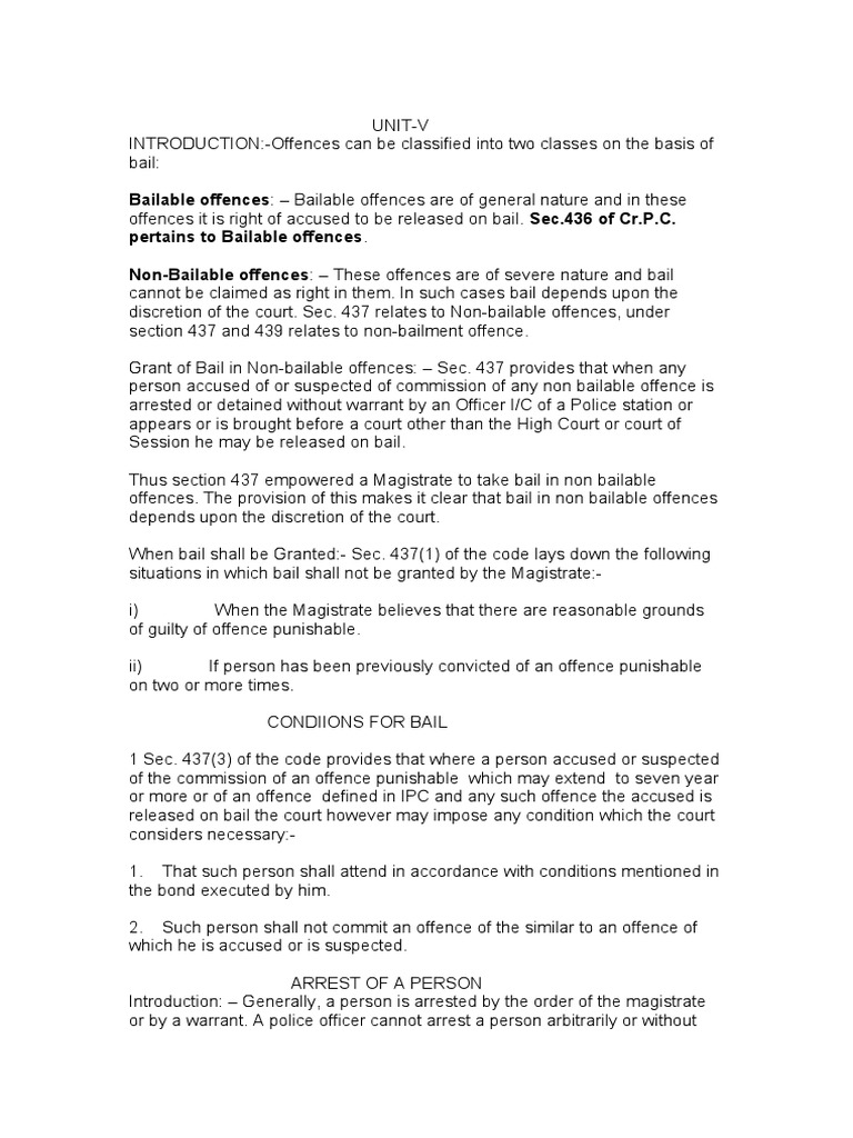 CRPC Bail and Arrest Provisions Explained | PDF | Bail | Arrest