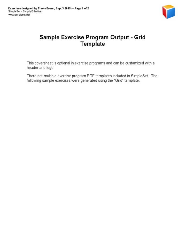 Sample Exercise Program Output - Grid Template: Simpleset - Simply Effective | PDF