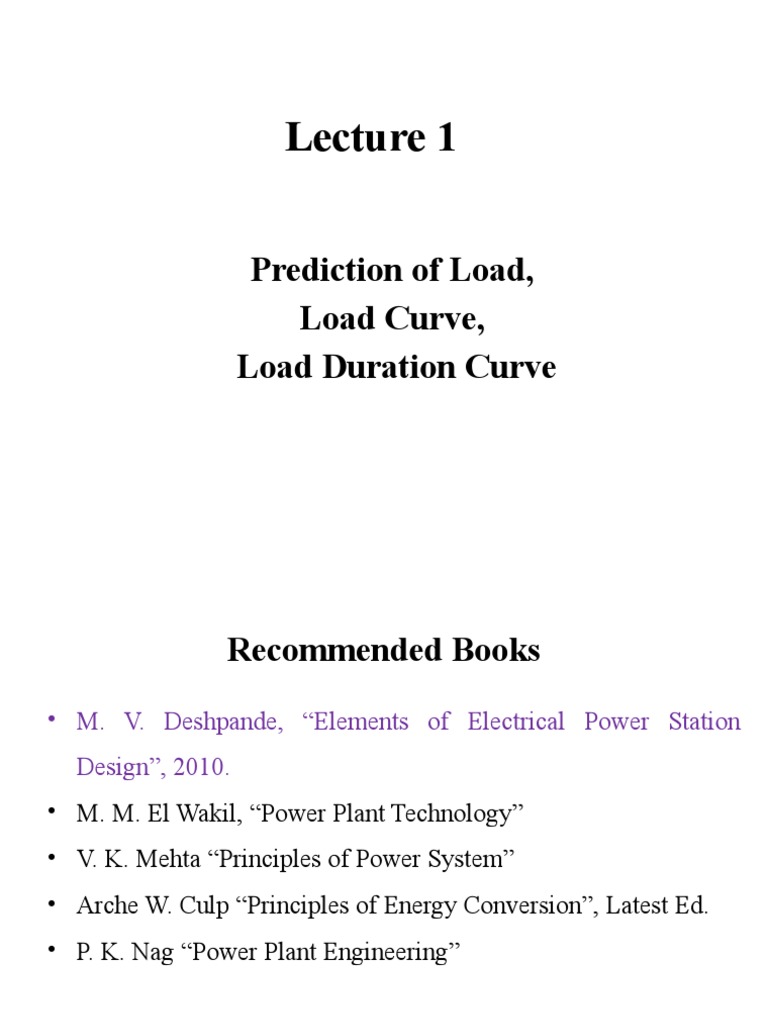 Lec01 - Load Curve, Load Duration Curve | PDF | Power Station ...