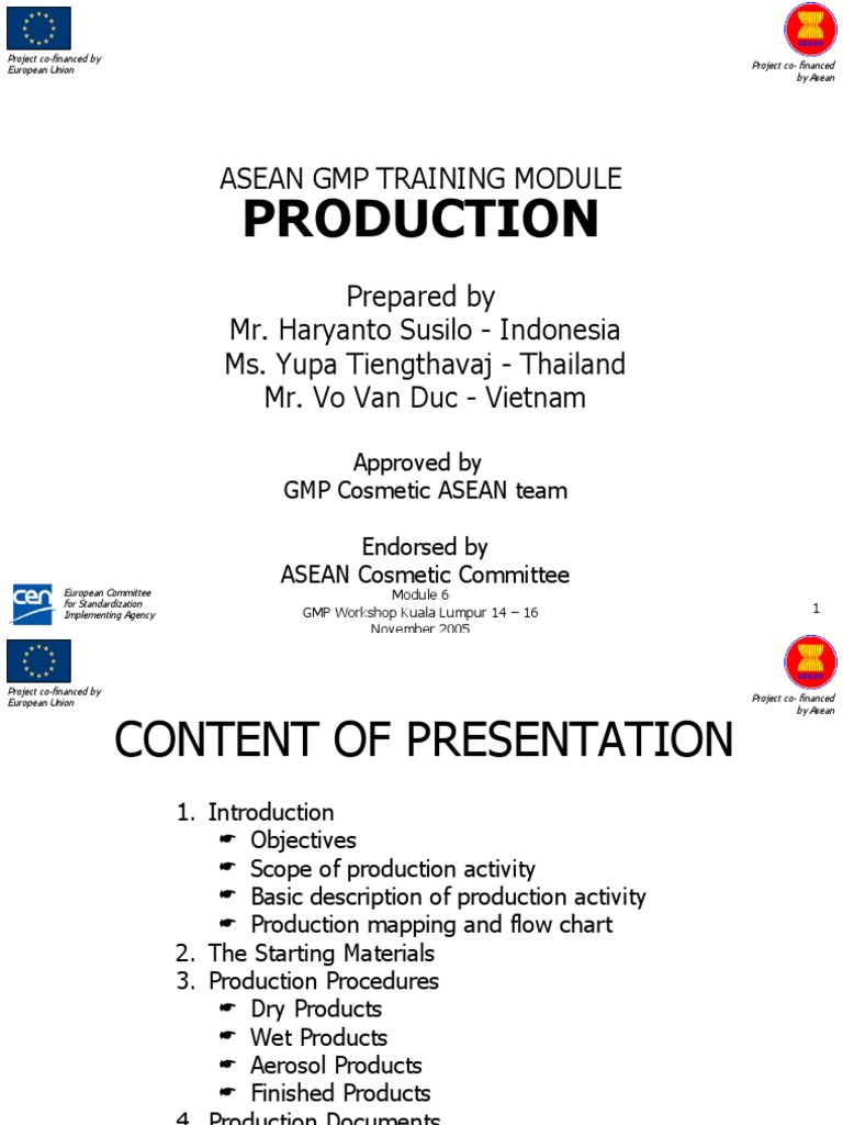 Production: Asean GMP Training Module | PDF | Packaging And Labeling ...