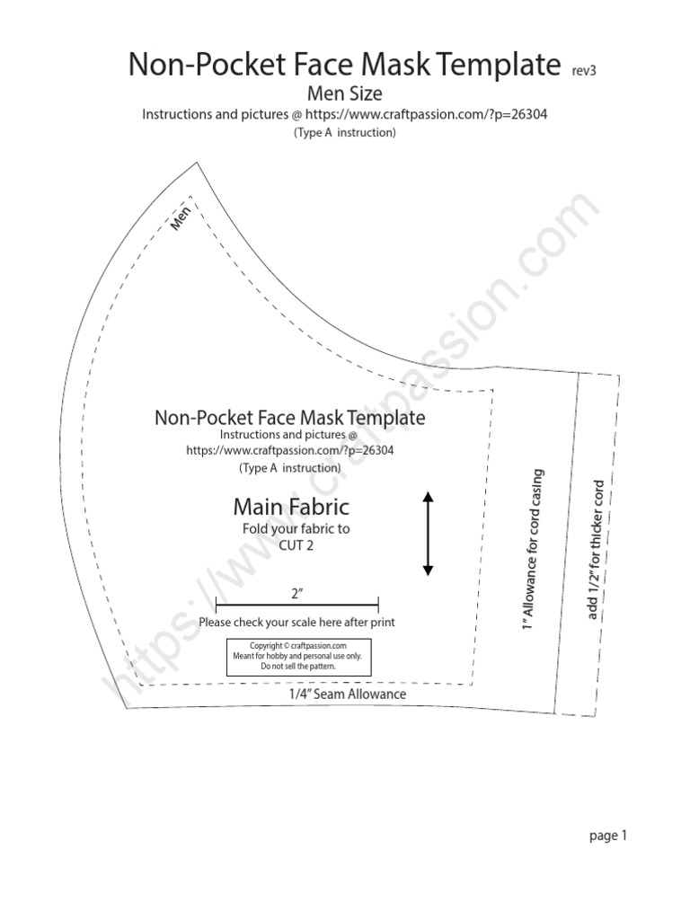 Men Face Mask Template Rev3 PDF | PDF | Art Media | Printing