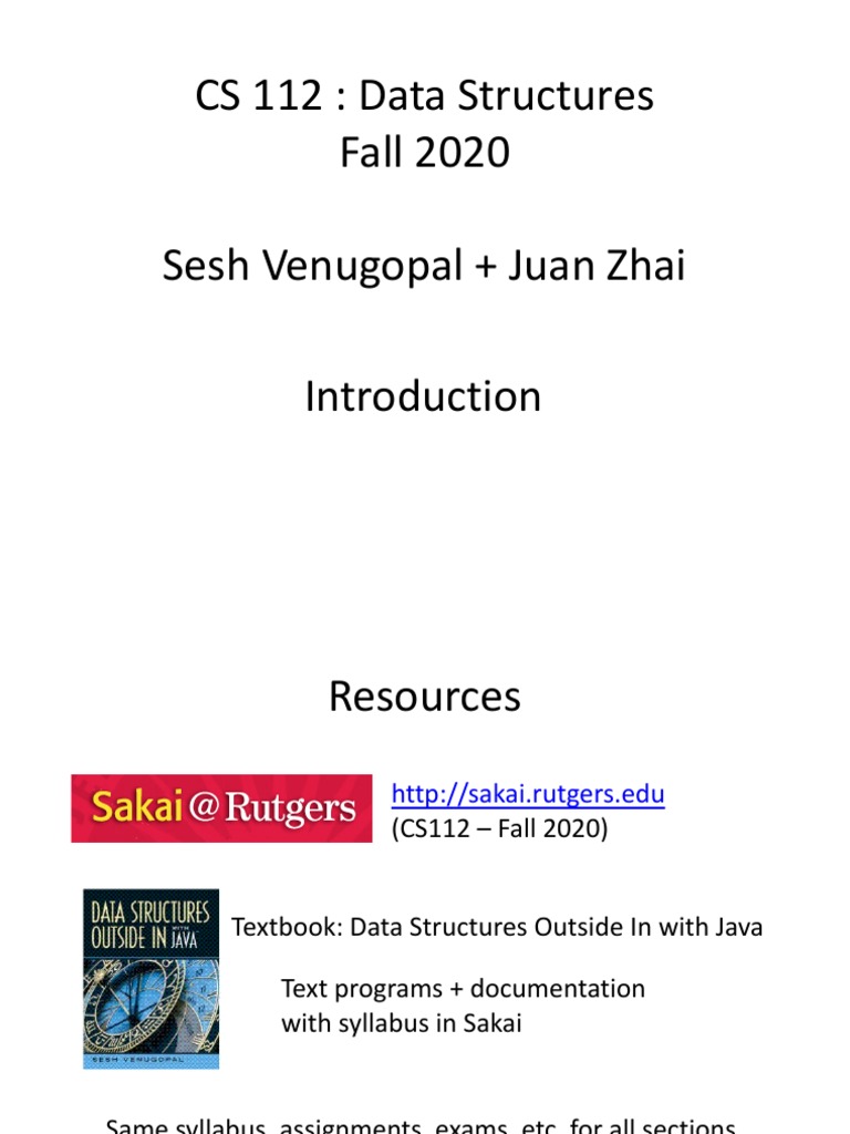 CS 112: Data Structures Fall 2020 Sesh Venugopal + Juan Zhai | PDF ...