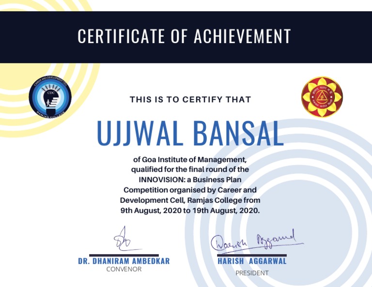 Innovision Certificate Ujjwal PDF | PDF | Business