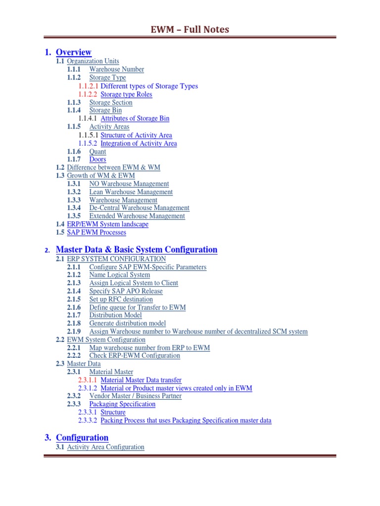 Overview: EWM - Full Notes | PDF | Warehouse | Inventory
