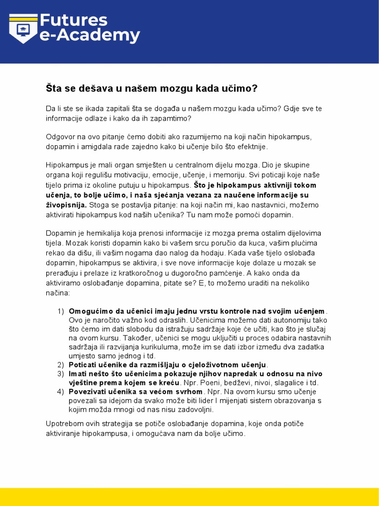 Sta Se Desava U Mozgu Kada Ucimo | PDF Sta Se Desava U Mozgu Kada Ucimo | PDF