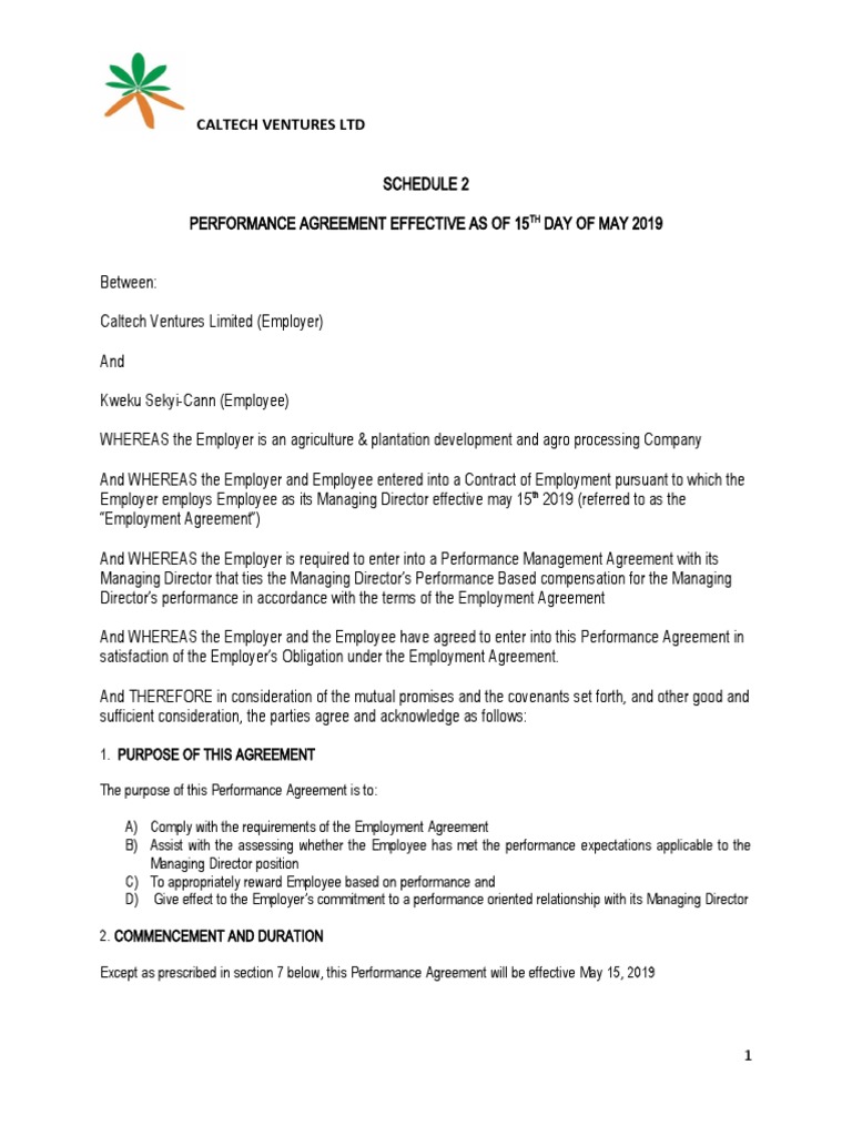 Performance Agreement | PDF | Employment | Social Institutions