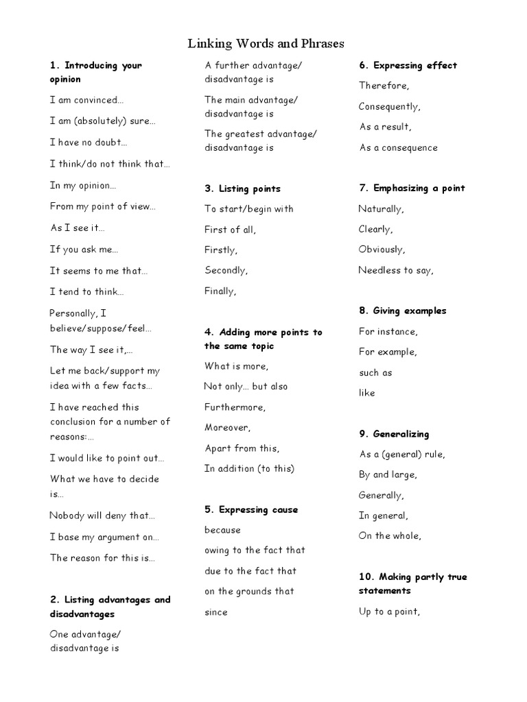 Linking Words | PDF | Argument | Logic