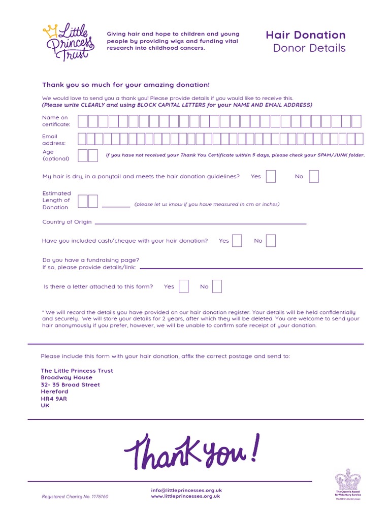 LPT Hair Donation Form A4 1ppp 1 | PDF | Cyberspace | Business