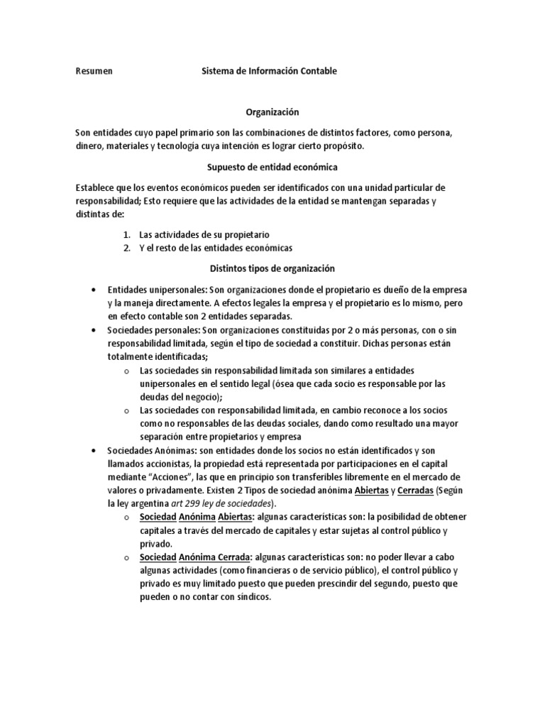 Modulo 1 - Resumen SIC 1 Capitulos 1-7 | PDF | Contabilidad | Sociedad
