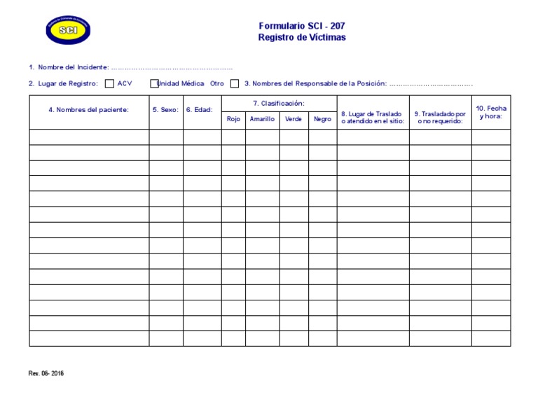 SCI - 207 Formulario | PDF