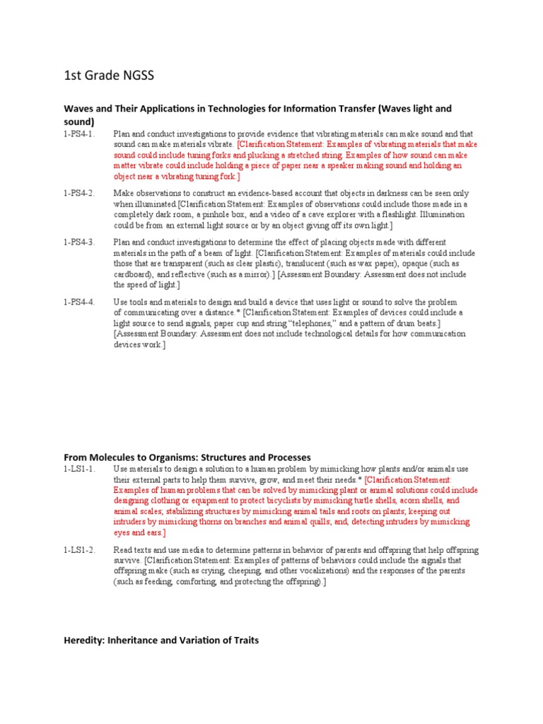 1st Grade NGSS: Waves and Their Applications in Technologies For Information Transfer (Waves ...