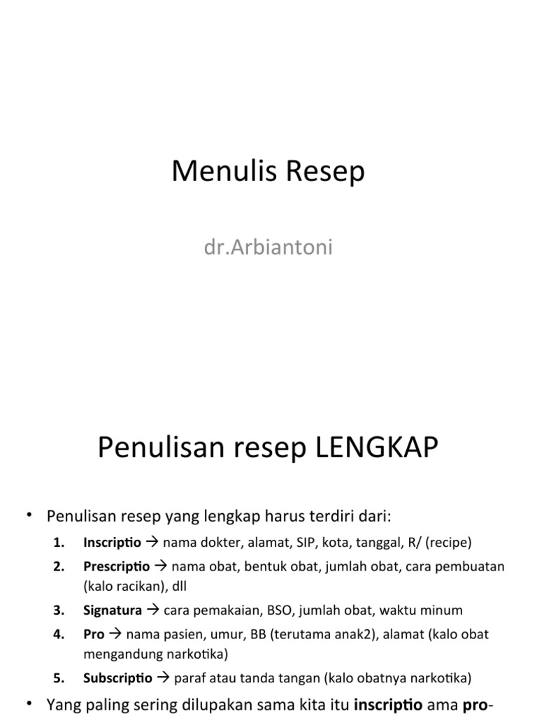 Penulisan Resep Lengkap | PDF