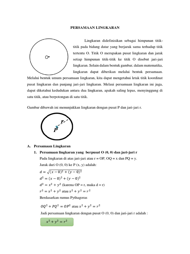 Materi Persamaan Lingkaran PDF | PDF