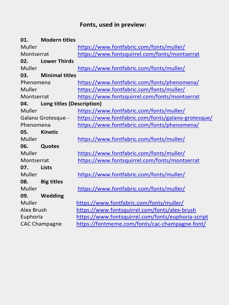 Fonts, Used in Preview | PDF
