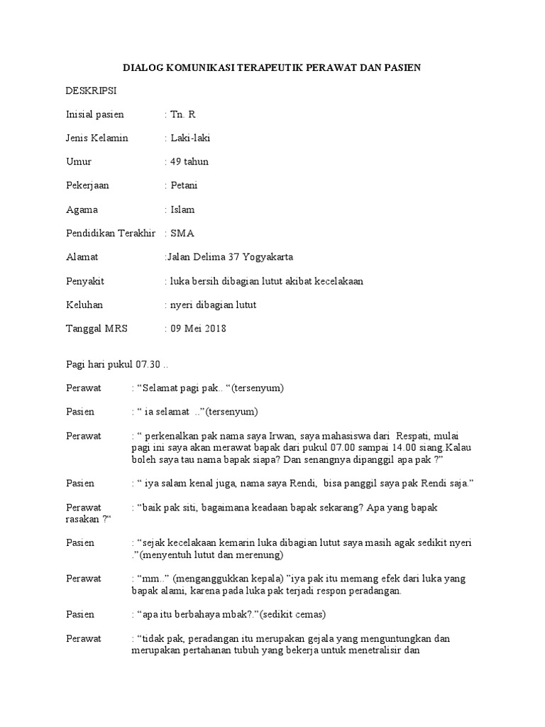 Dialog Komunikasi Terapeutik Perawat Dan Pasien | PDF