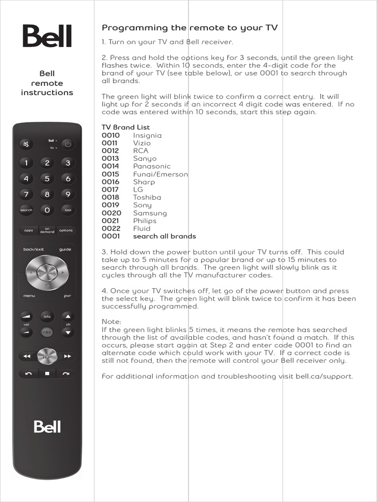 Bell 9500 7500 Slim Remote | PDF | Biens de consommation | Électronique ...