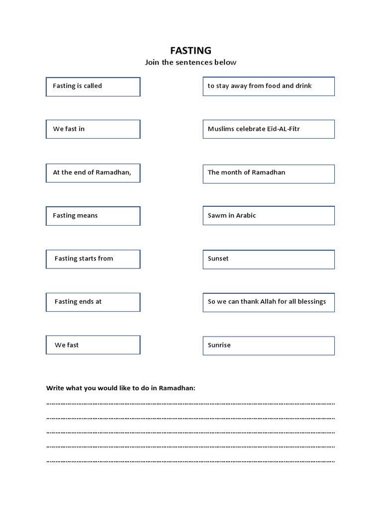 Fasting - Worksheet PDF | PDF