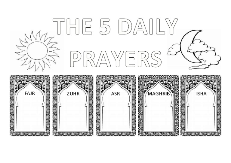 The 5 Daily Prayers - Colouring Worksheet PDF | PDF