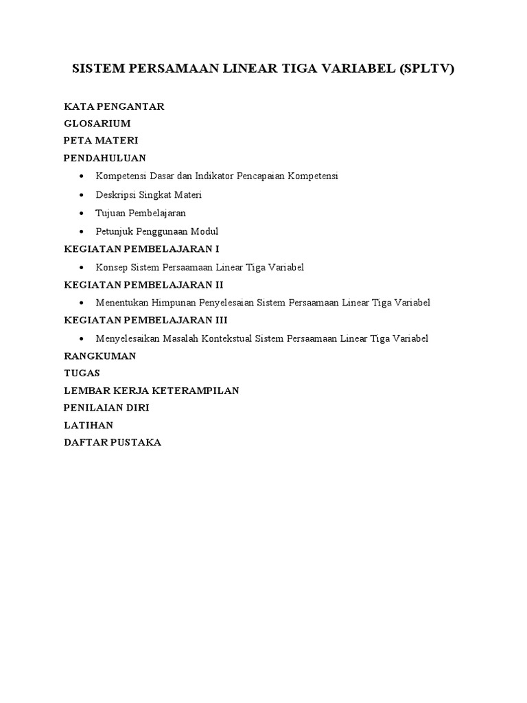 Modul SPLTV | PDF | Metode & Bahan Ajar | Sains & Matematika