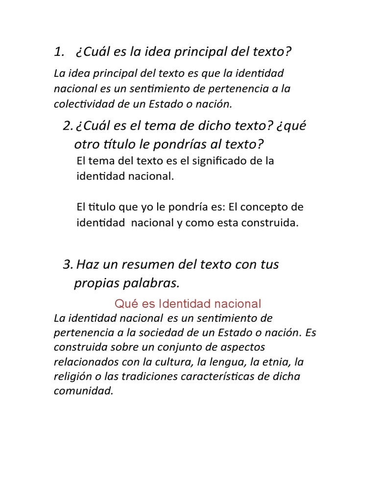 Cuál Es La Idea Principal Del Texto | PDF