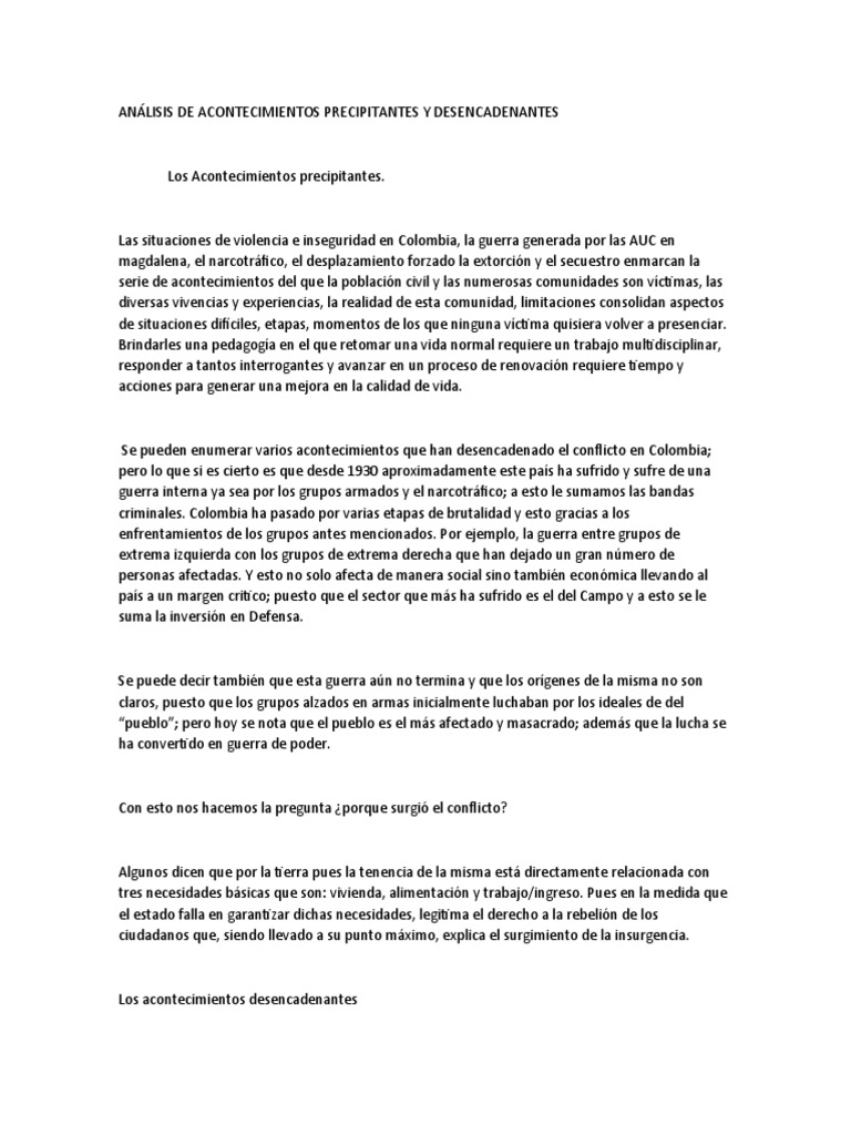 Análisis de Acontecimientos Precipitantes y Desencadenantes | PDF ...