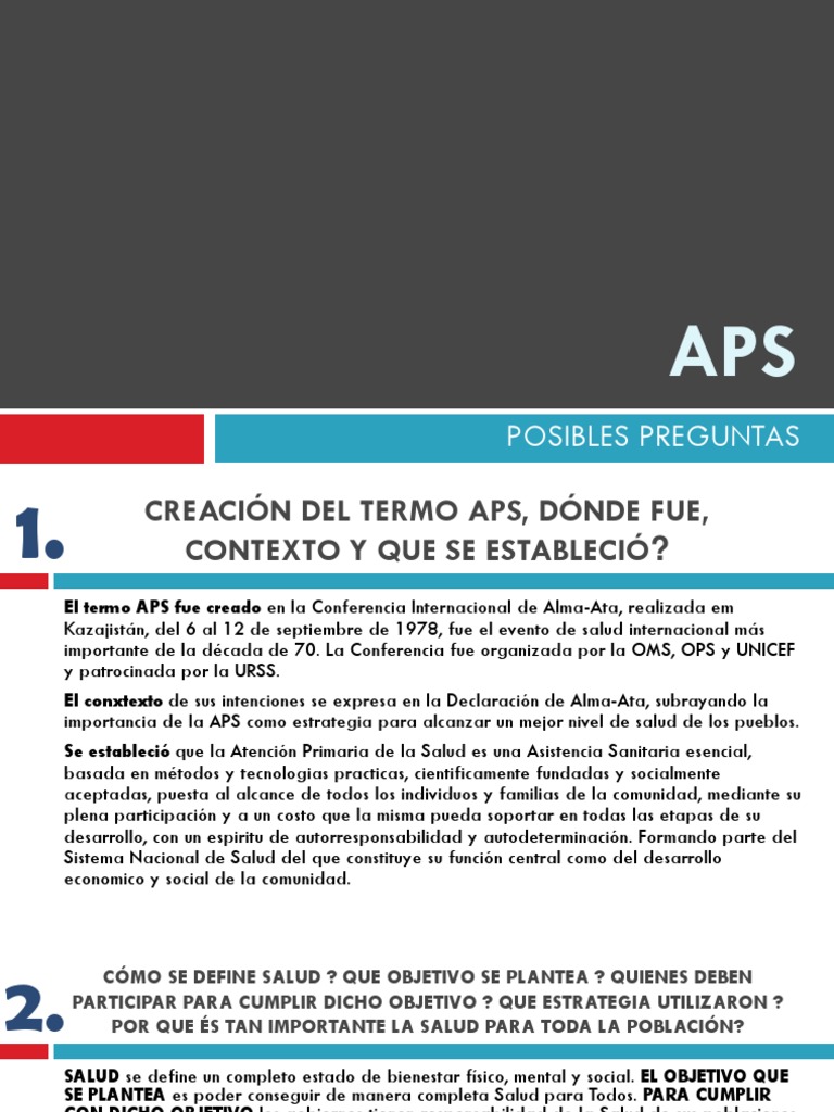 Posibles Preguntas para El Examen - Aps | PDF | Medicina | Cuidado de la salud