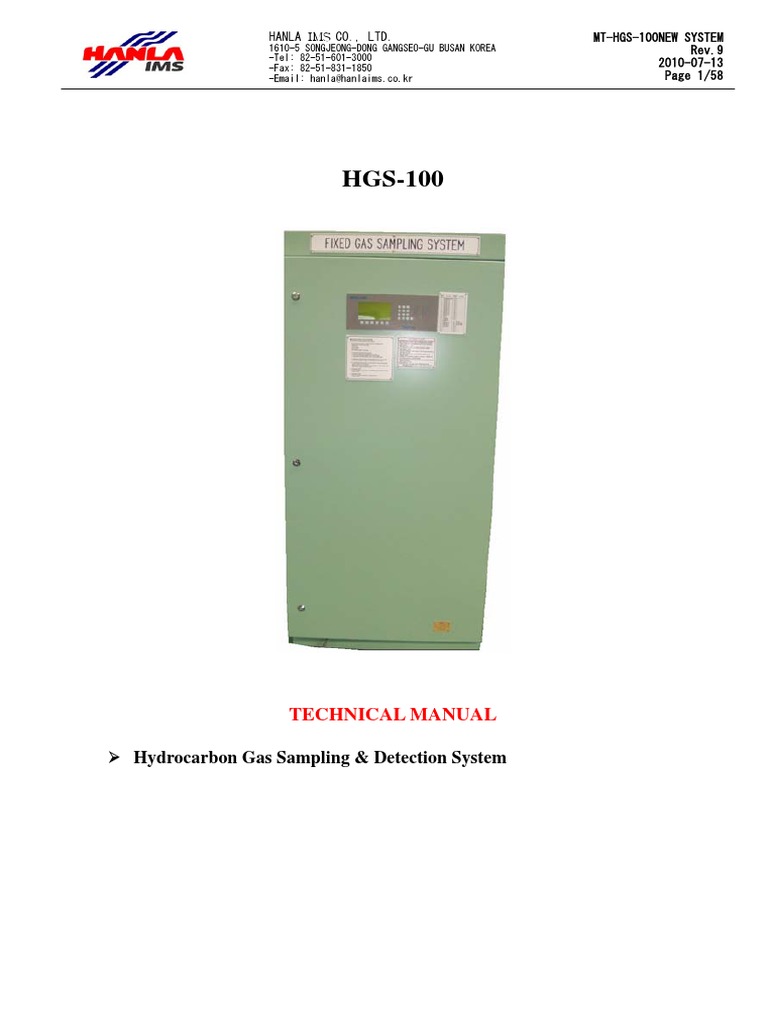 HGS-100 Gas Detection System Technical Manual | PDF | Power Supply | Sensor