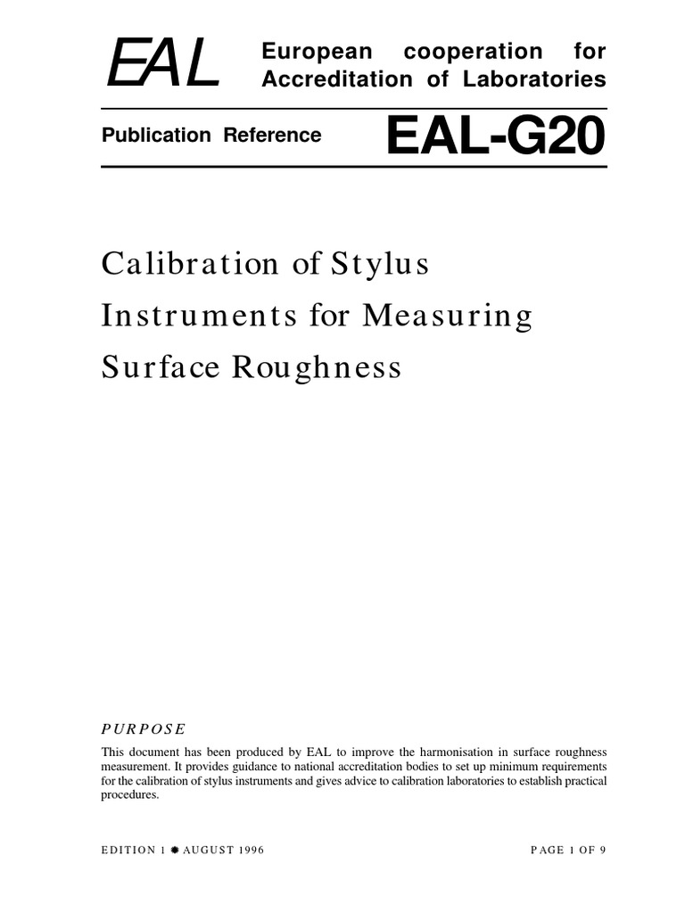 EAL-G20: Calibration of Stylus Instruments For Measuring Surface ...