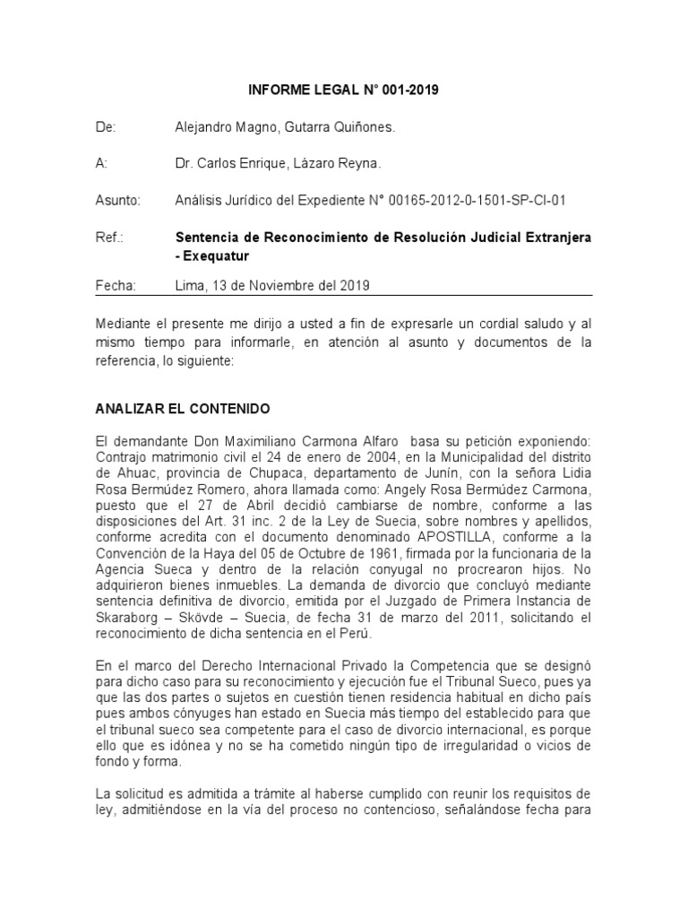 Exequatur - Sentencia de Divorcio Internacional | PDF | Divorcio ...