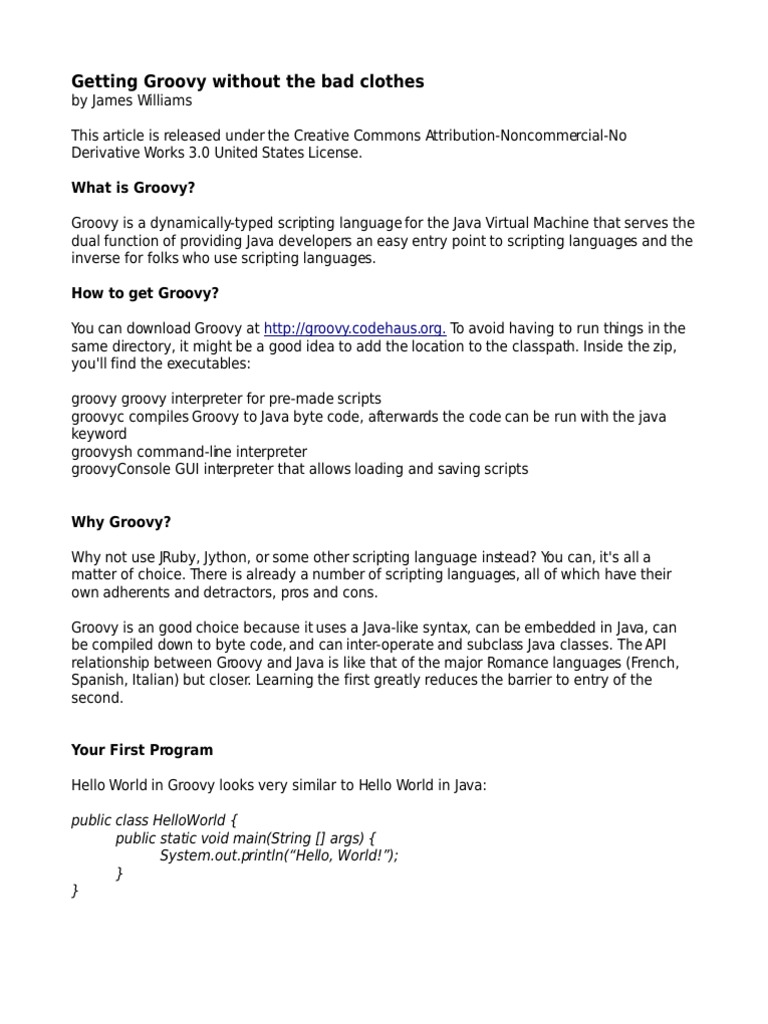 20070321-Revised Groovy Tutorial | PDF | Java (Programming Language ...