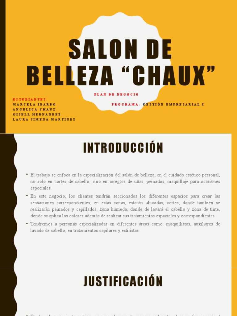 Plan de Negocio Salón de Belleza Chaux | PDF | Cliente | Plan de negocios