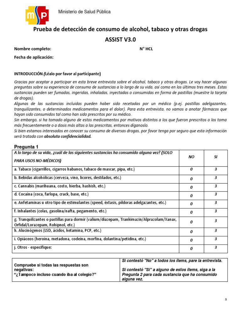 Assist V3.0 PDF | PDF | Drogas | Tabaco