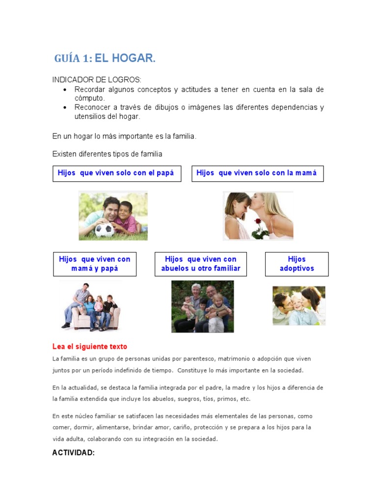Guia 1 El Hogar | PDF | Familia | Sociedad